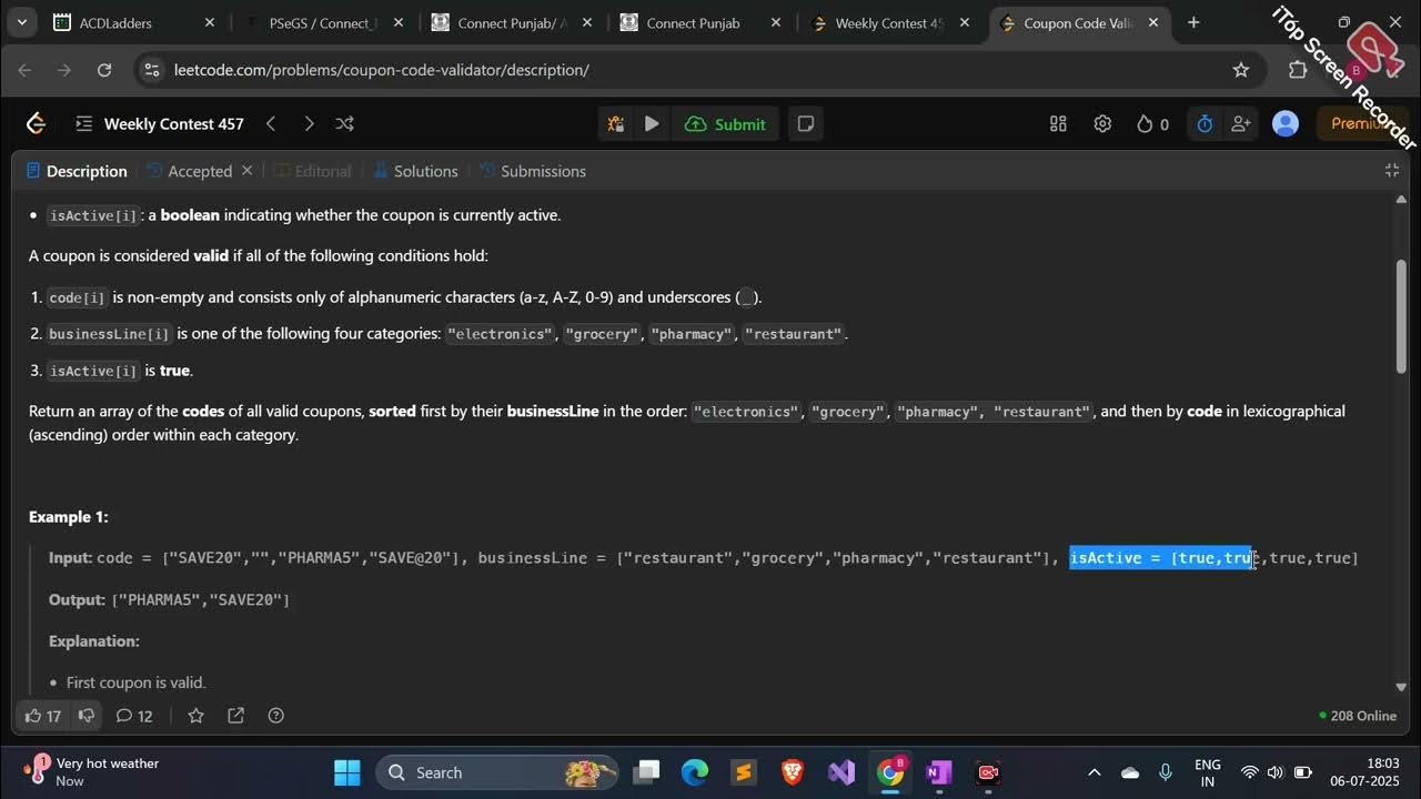3606. Coupon Code Validator | Easy | Leetcode - YouTube