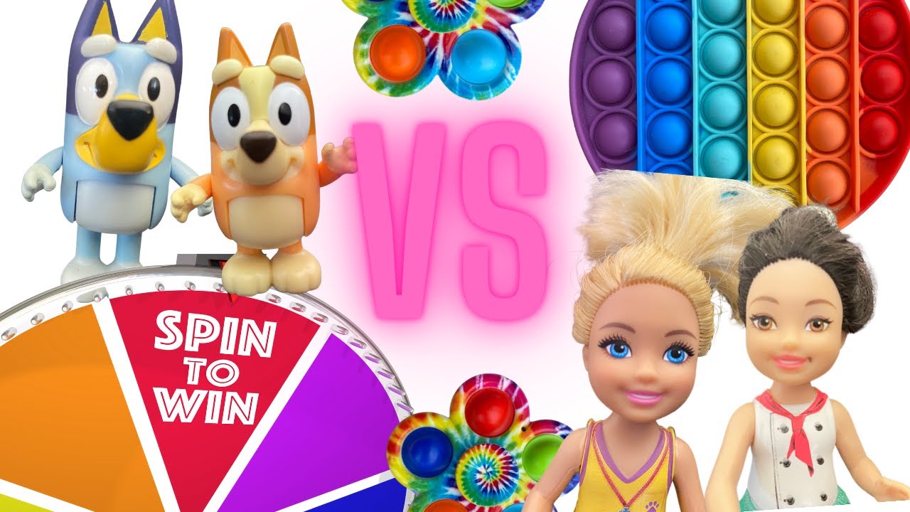 Bluey VS Chelsea - pop it fidget spinning wheel challenge - YouTube