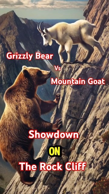 Grizzly Bear vs Mountain Goat: Epic Showdown on the Rocky Cliff - YouTube