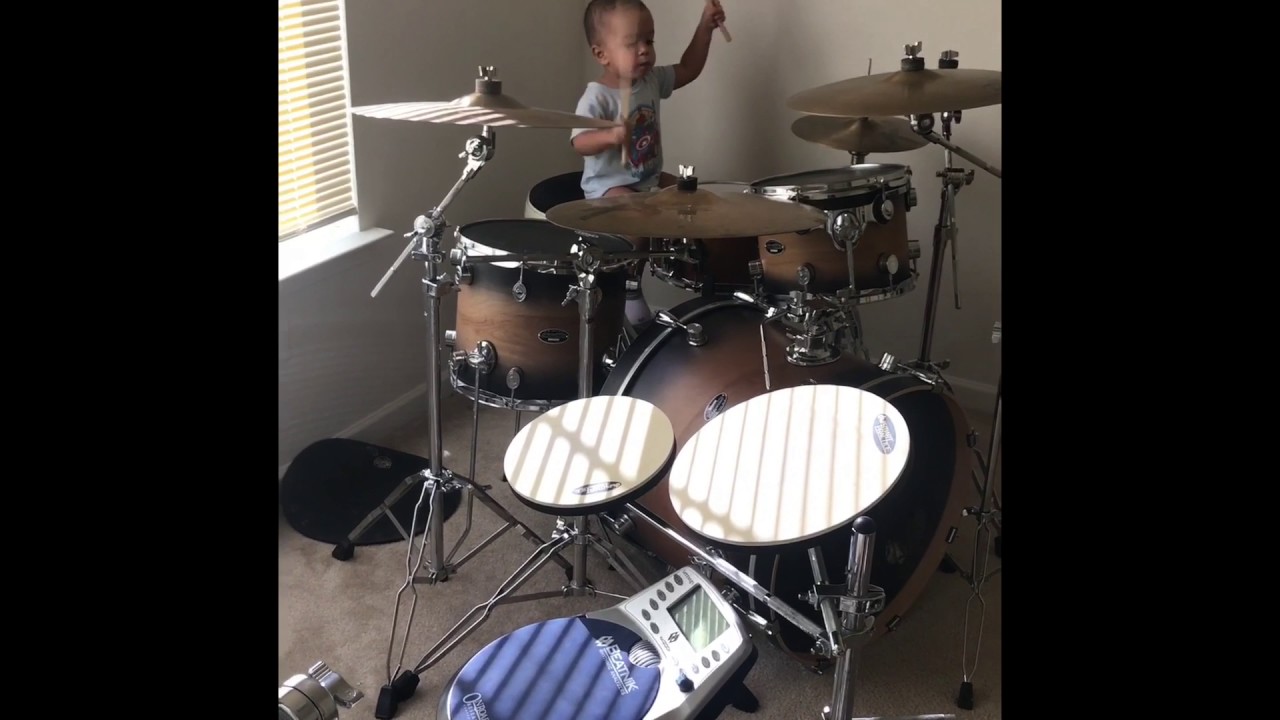 LoLo's drum jam! 2 year old drummer - YouTube