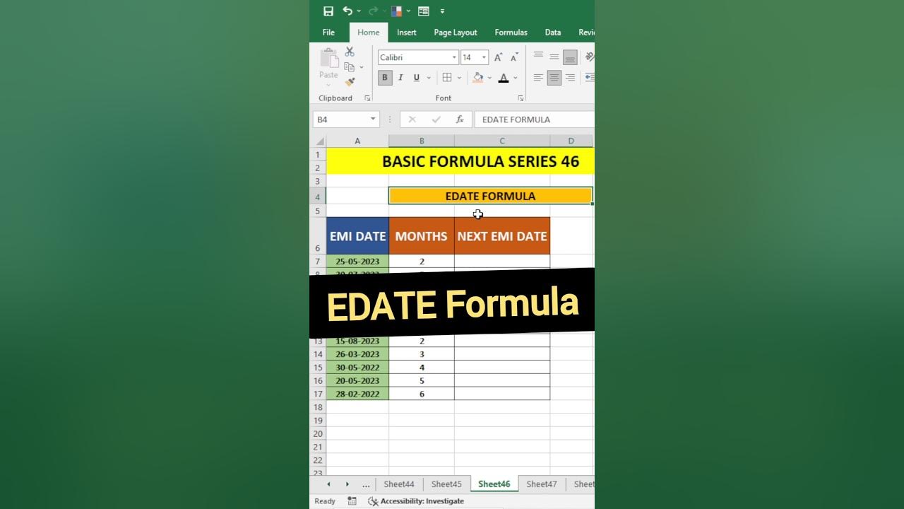 How to use EDATE Function in excel | Basic Formula Series | Computer with Vishal - YouTube