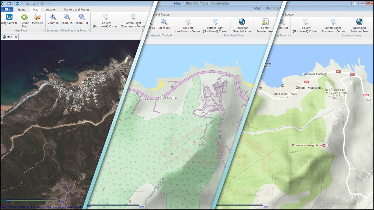 طريقة الحصول على خرائط المساحات الخضراء، الطبوغرافيا، الطرق باستعمال ...