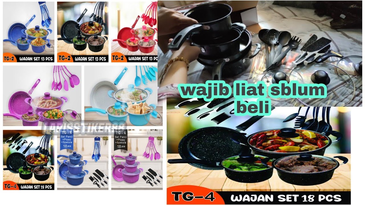 Unboxing 18 Set Panci/Wajan Cantik , 1 Set Sutil , 1 Set Pisau - YouTube