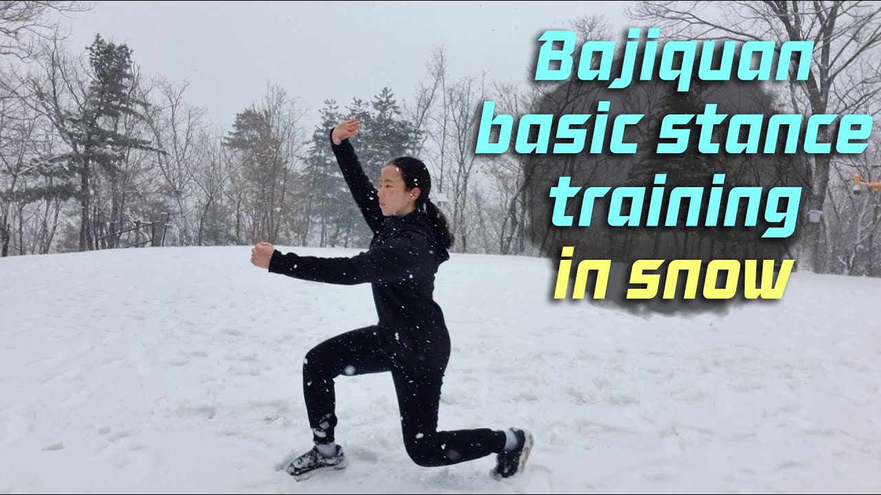 Bajiquan basic stance training in snow - YouTube