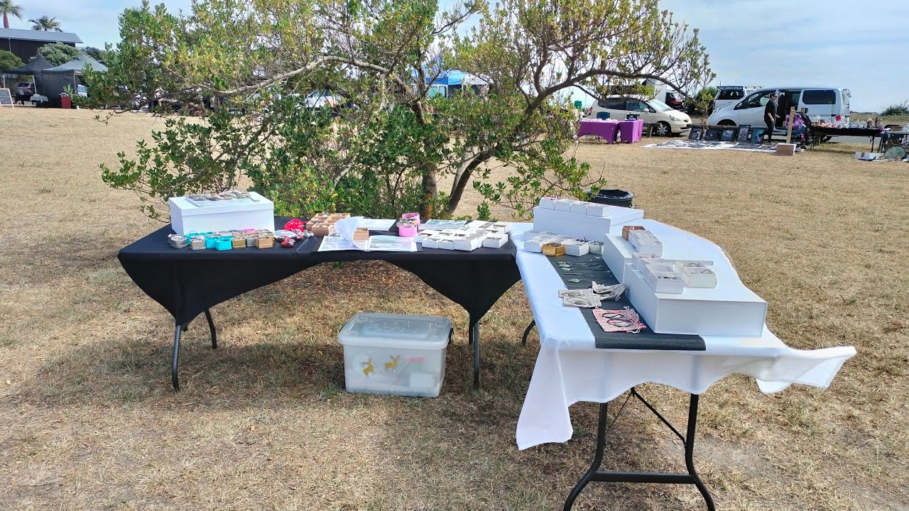 Windy at the market today, the rock magnets were popular, East of the ...