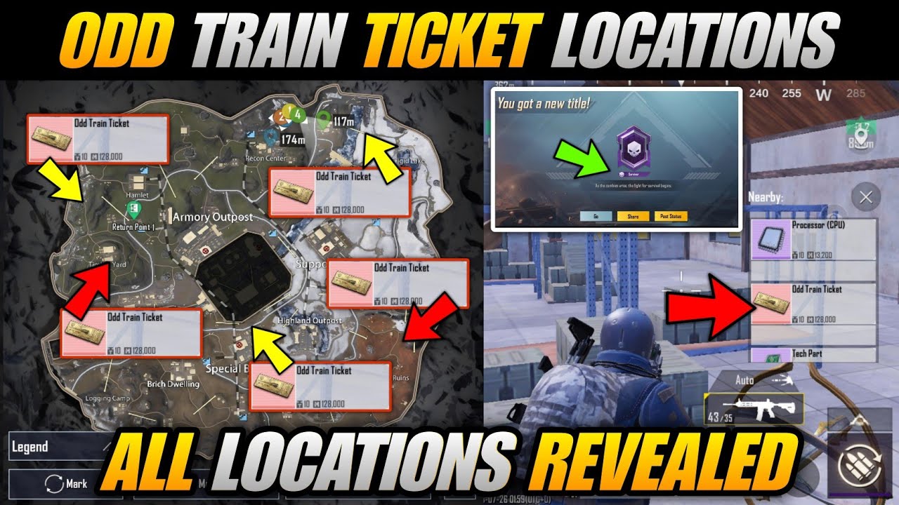 ODD TRAIN TICKET ALL LOCATIONS IN METRO ROYALE PUBG MOBILE | SURVIVOR ...