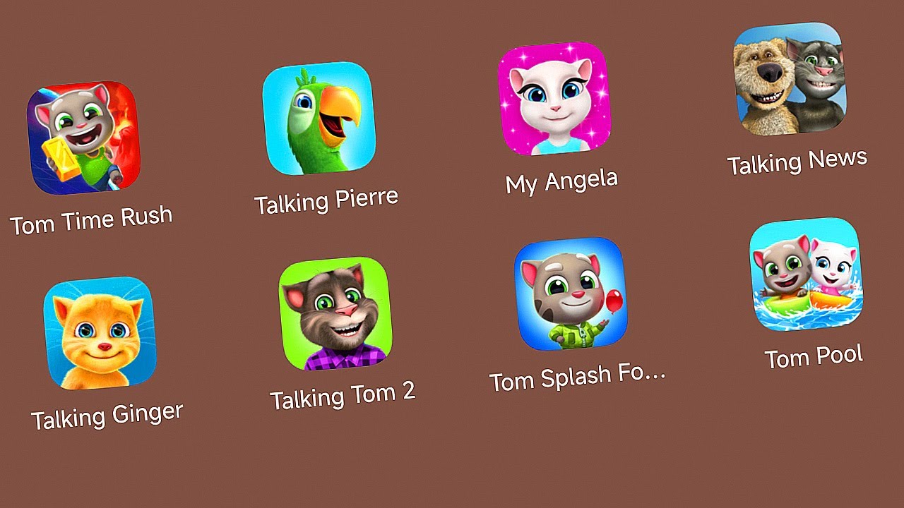 Talking Tom Time Rush,Talking Pierre the Parrot,My Angela,Talking News ...