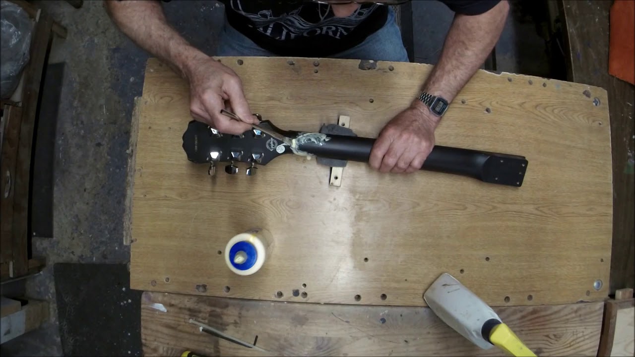 repairing a broken guitar neck - YouTube