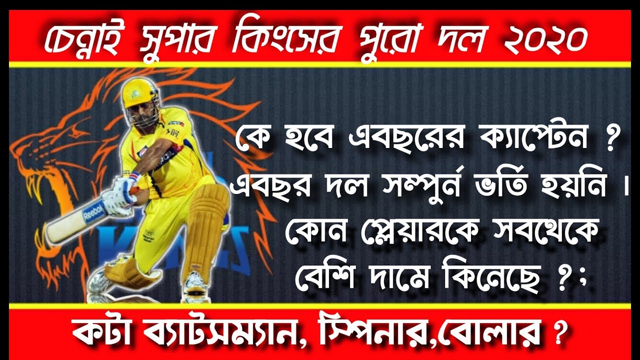 Chennai Super Kings Full Squad 2020 | Chennai All Batsman,Bowlers,All ...