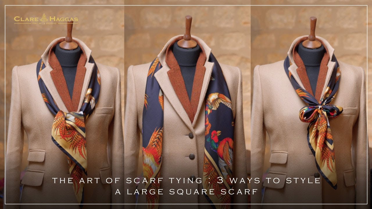 Scarf Tying Tutorial: 3 Ways To Style a Large Square Silk Scarf - YouTube