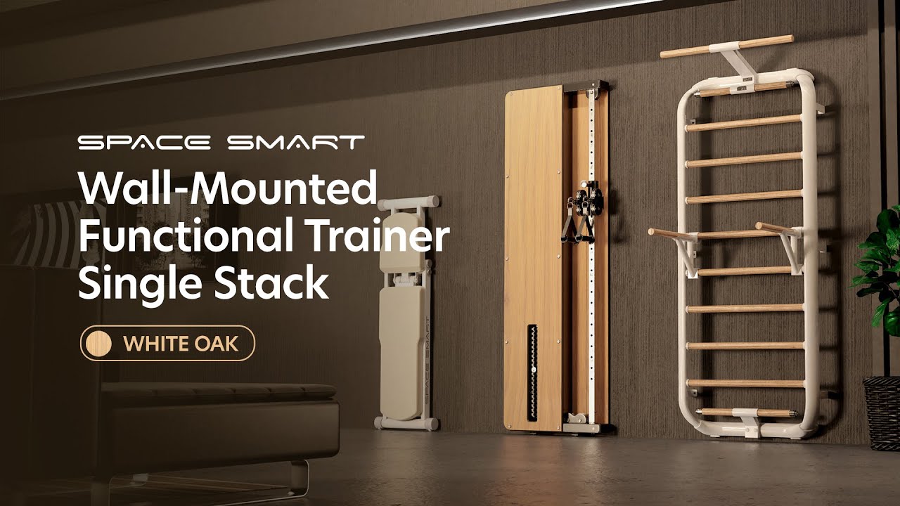 SpaceSmart Wall-Mounted Functional Trainer – Single Stack White Oak ...