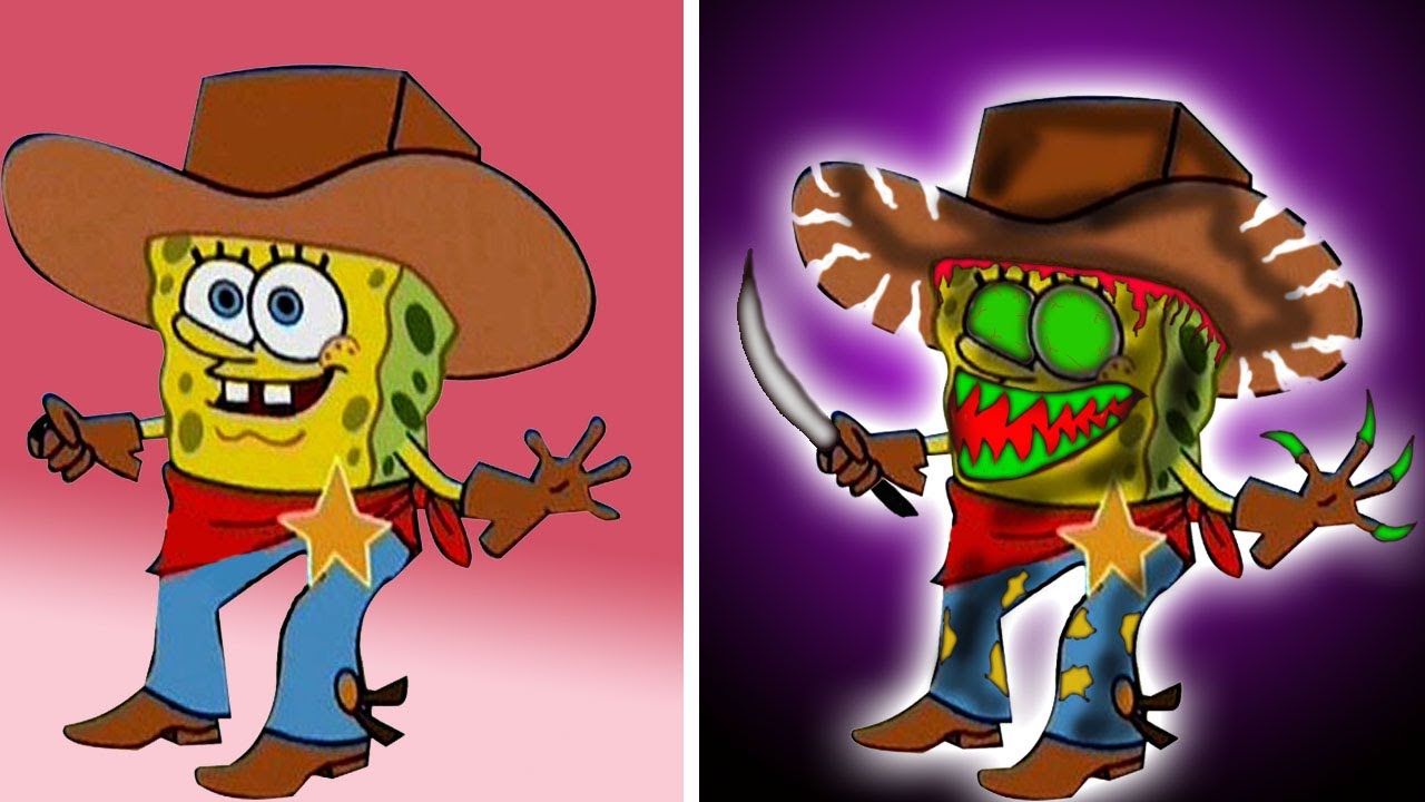 Spongebob SquarePants THE COWBOY As Design Horror Version - YouTube