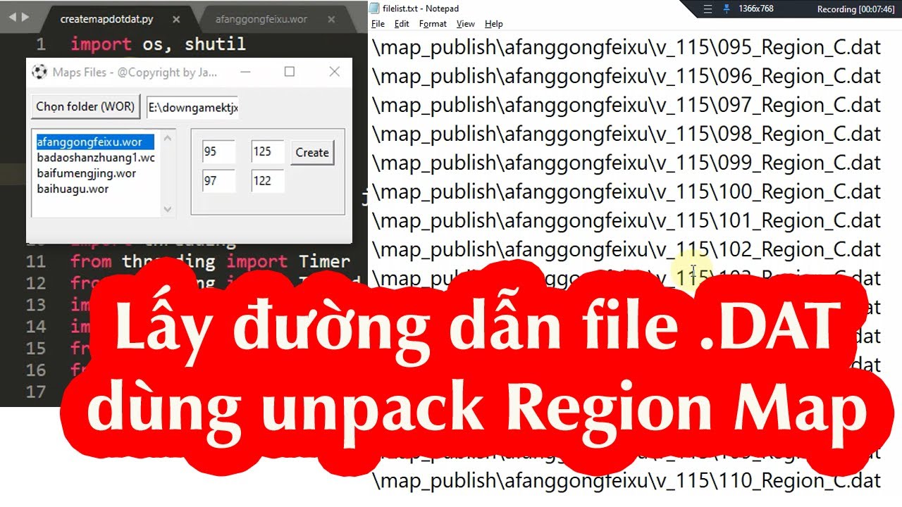Tool lấy đường dẫn các file DAT của map dùng unpack Region của map ...