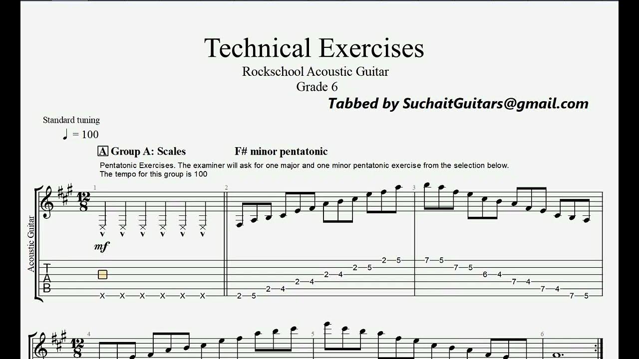 Technical Exercises - Rockschool Acoustic Guitar Grade 6. #rockschool #technical #grade6 # ...