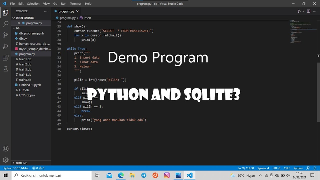 Telling Your Code - demo Program Python dan DB SQLite PART 1 - YouTube