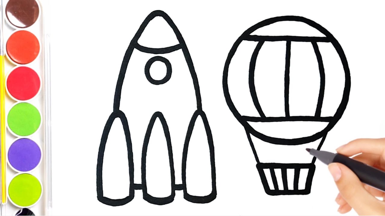 Balloon Rocket 🚀 Drawing, Painting, Coloring 🎨 for Kids and Toddlers ...