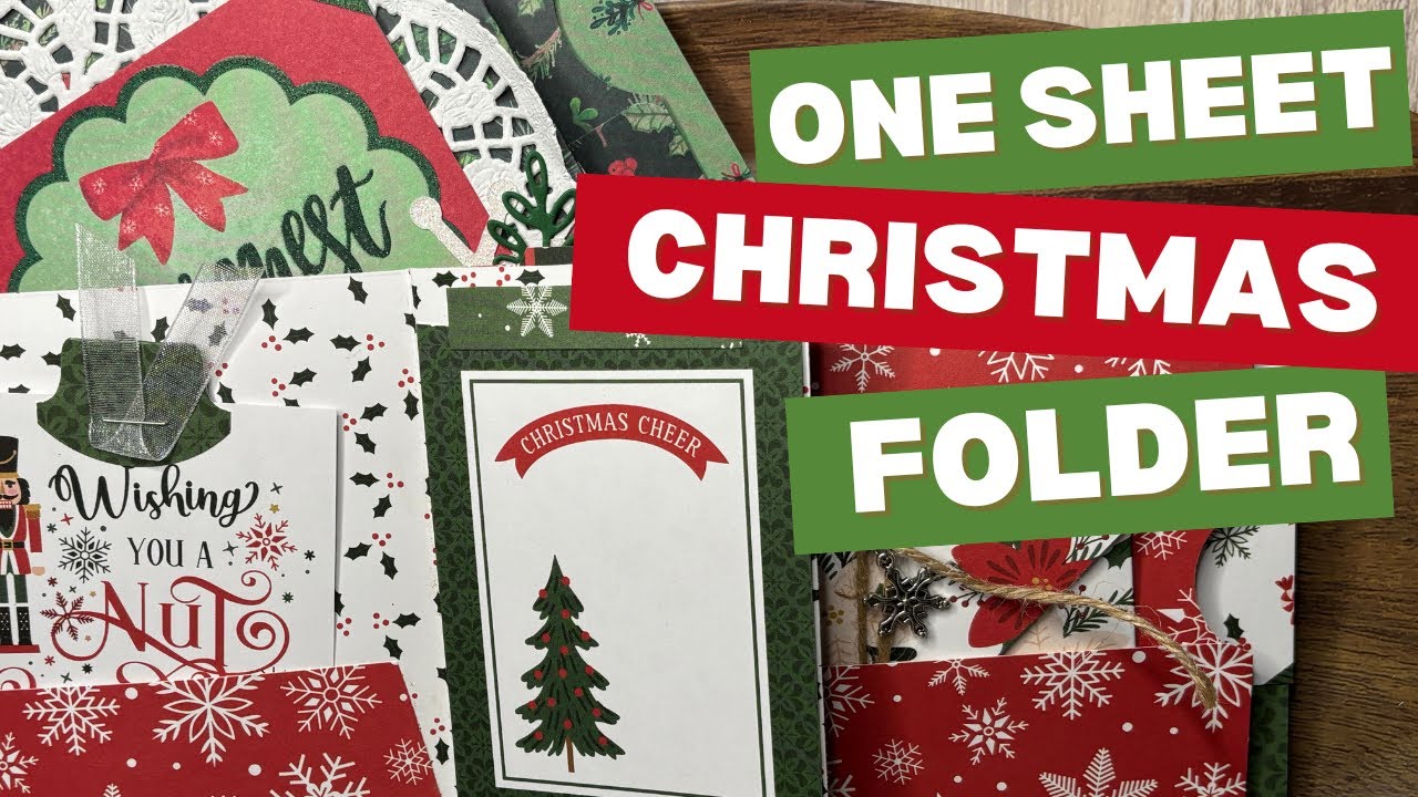 Make a Christmas One Sheet Paper Album Folder - YouTube