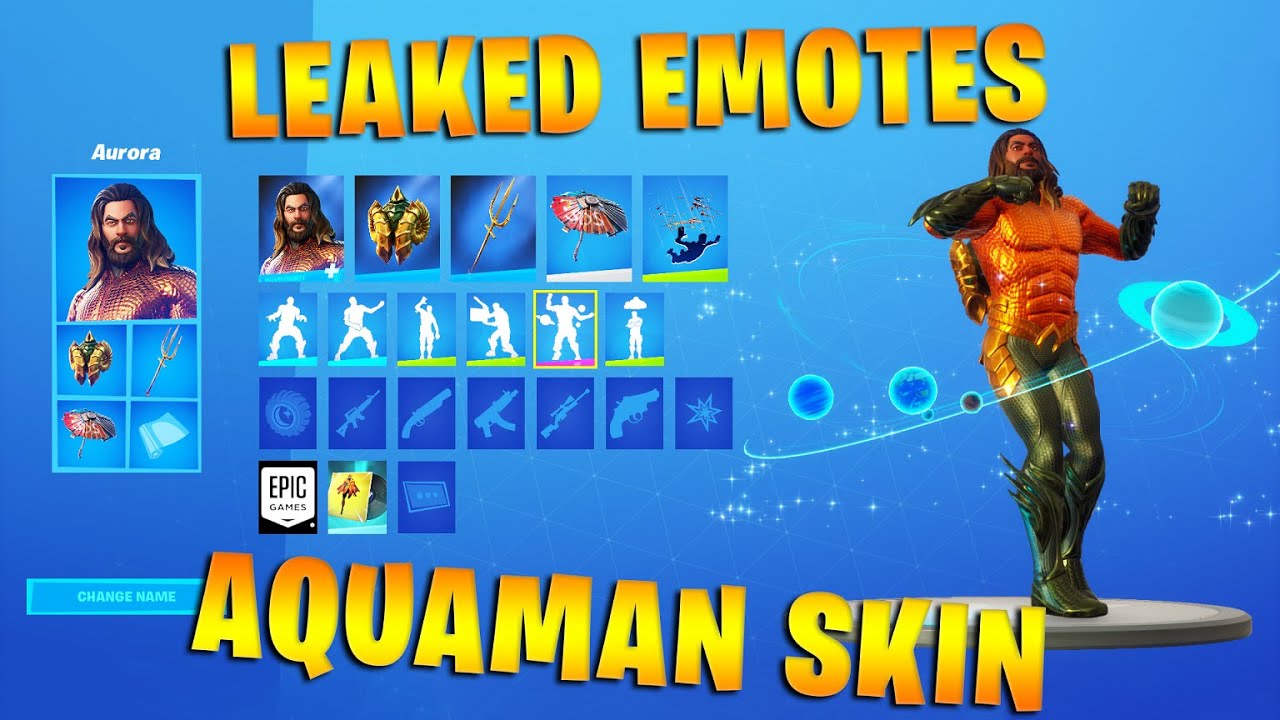 *NEW* AQUAMAN SKIN Showcase with All Leaked Fortnite Dances & Emotes ...