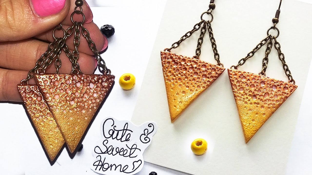 DIY EASY | GOLD EARRINGS - Polymer Clay Tutorial - YouTube