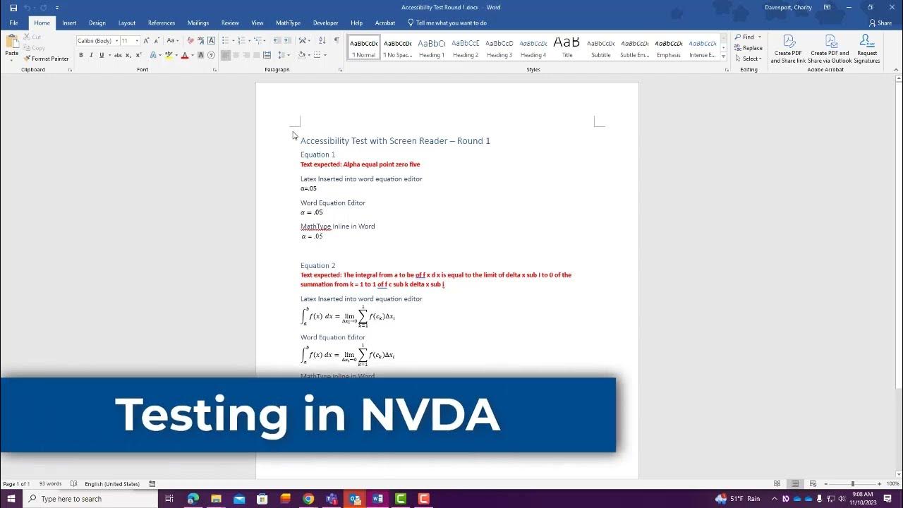NVDA Math Test - YouTube