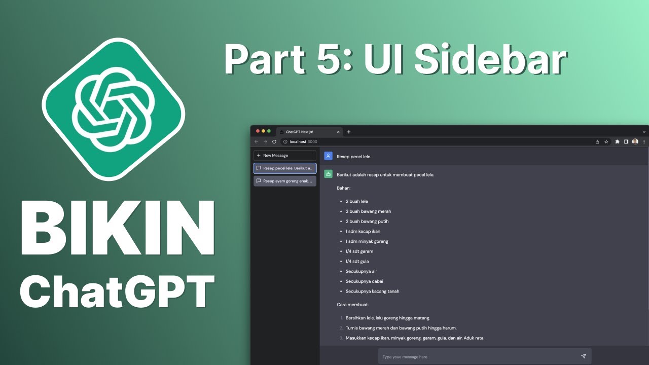 BIKIN CHATGPT Part 5 - UI Sidebar - YouTube