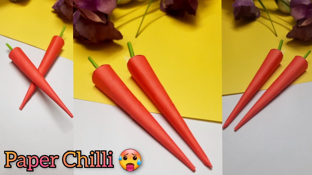 How to make DIY Paper Vegetables. Easy Paper Chilli Making.Paper Chilli ...