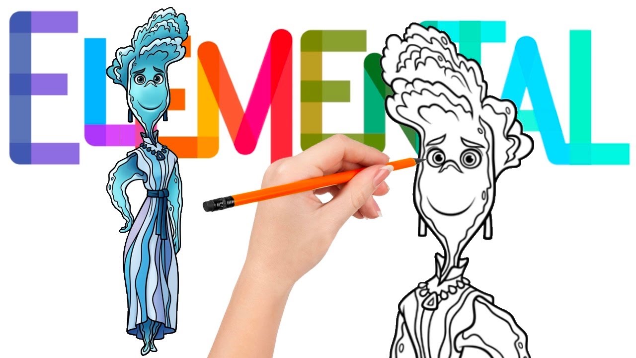 How to draw Brook Ripple, Wade’s loving and supportive mom - Elemental ...