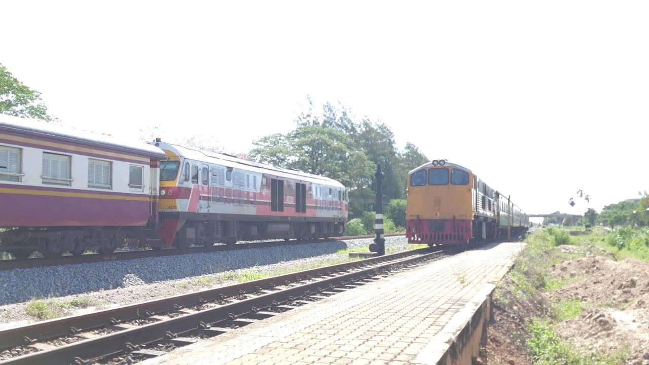 Hitachi 4513 ทำรถเร็ว 172 รอหลีก รถธรรมดา 257 ที่คลองบางตาล rapid train ...