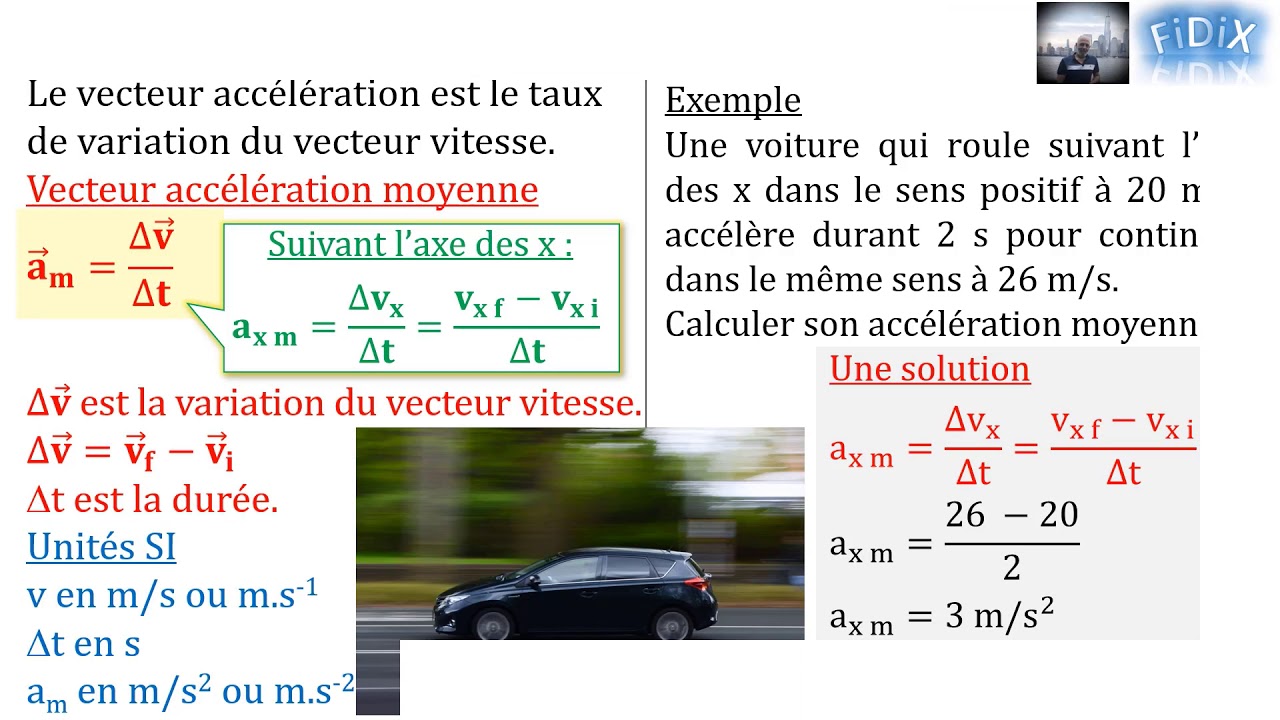 Vecteur accélération - YouTube