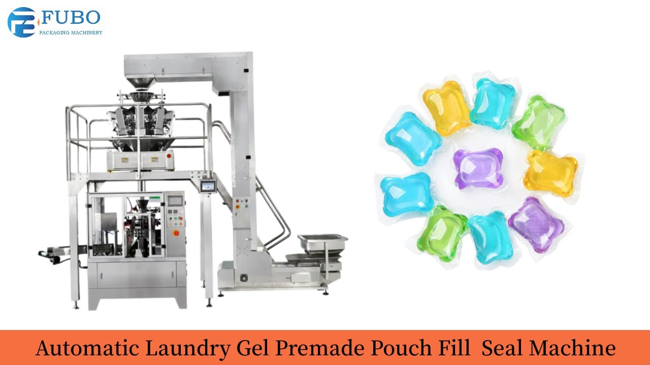 Automatic laundry gel premade pouch fill seal machine - YouTube