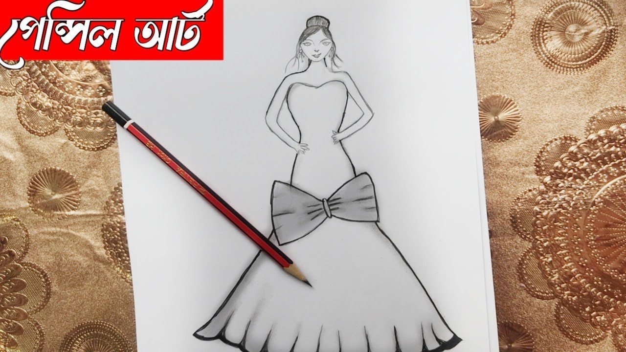 how to draw Barbie doll with beautiful dress/pencil sketch drawing ...