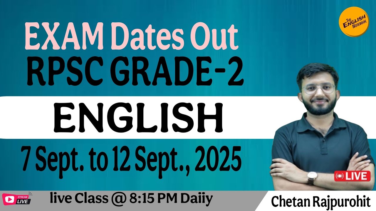 RPSC Exam Dates Out || Grade-2 English || The English Notebook - YouTube