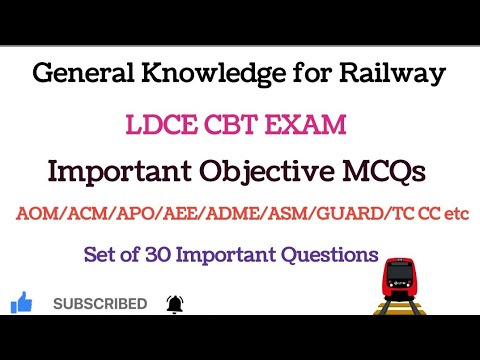 General Knowledge Objective MCQs for Railway CBT LDCE DEPARTMENT EXAM ...
