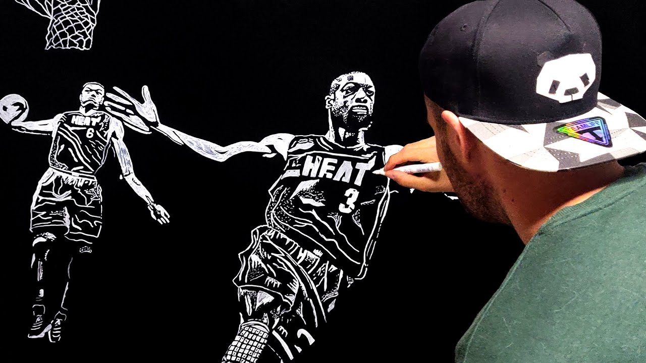 Drawing Dwyane Wade to LeBron James alley-oop dunk - YouTube