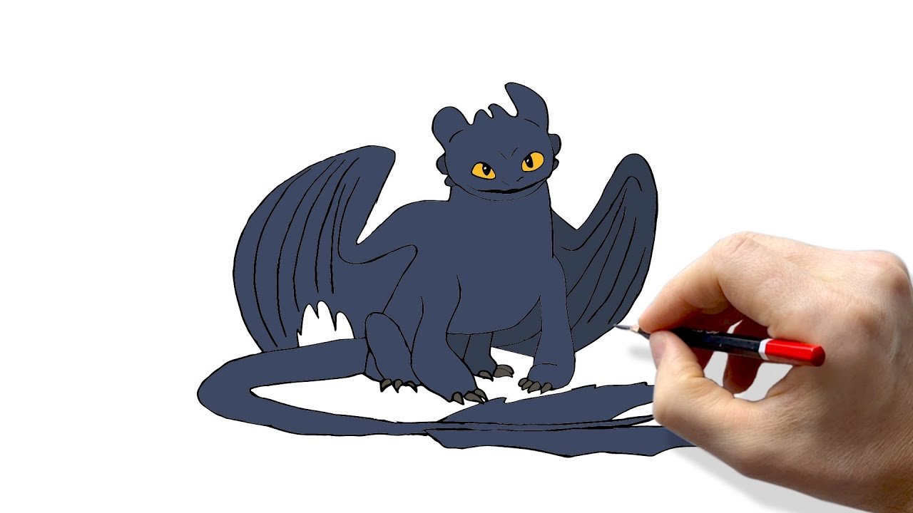 Learn to Draw toothless dragon: Step by Step Tutorial for Kids - How to ...