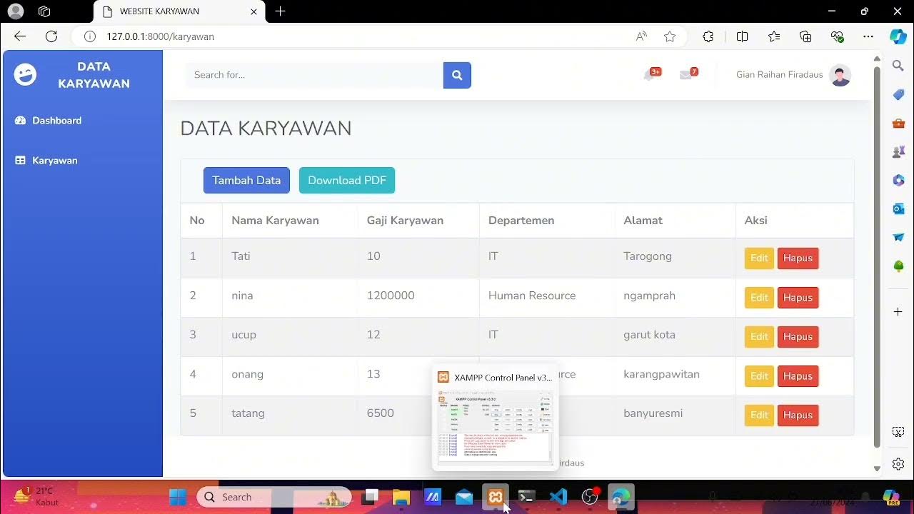 demo tugas uas gian matakuliah web programing advance - YouTube