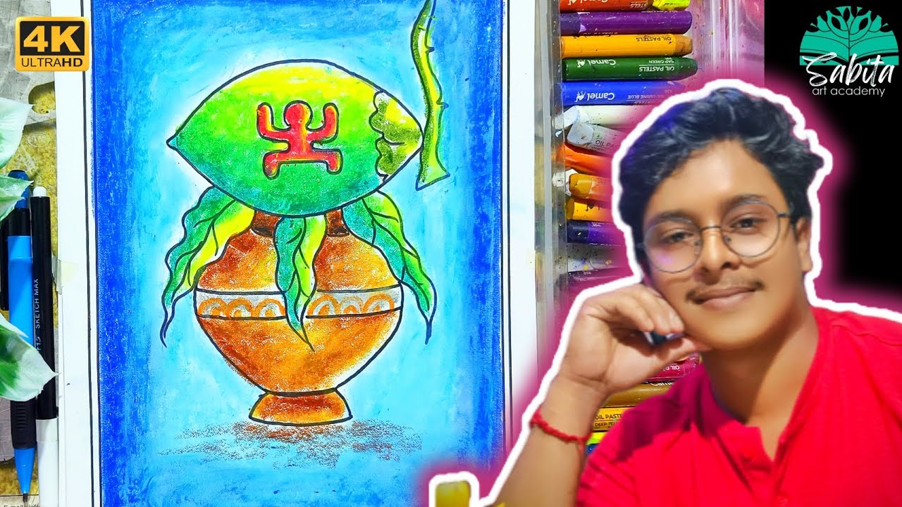 How To drawing a Mangal Ghot Pastel colours// Kalash Ghot Drawing ...