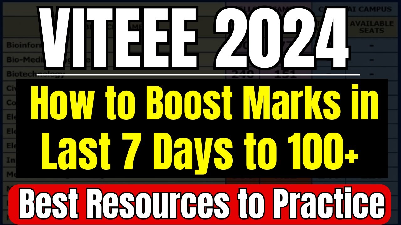 How to Boost Marks in Last 7 Days? Score 100+ for VIT Vellore CSE 🔥 ...