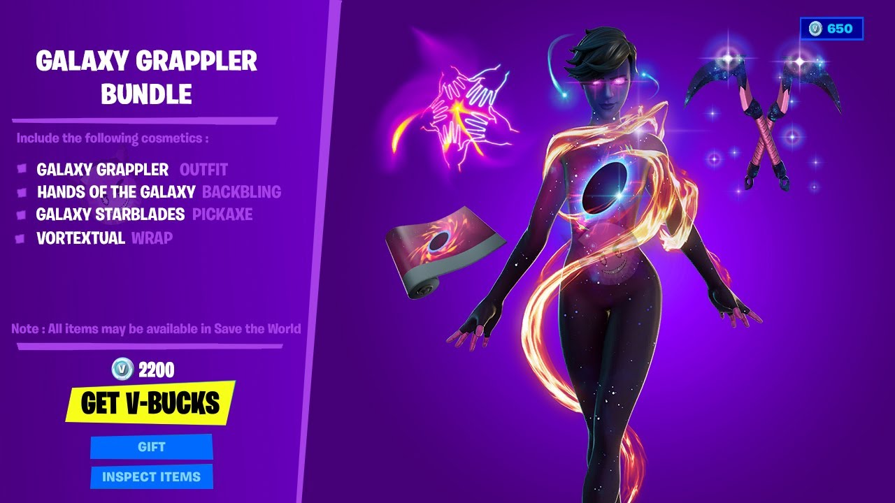 New Fortnite Galaxy Grappler Bundle Full Showcasing Galaxy Grappler Skinbackblingpickaxe