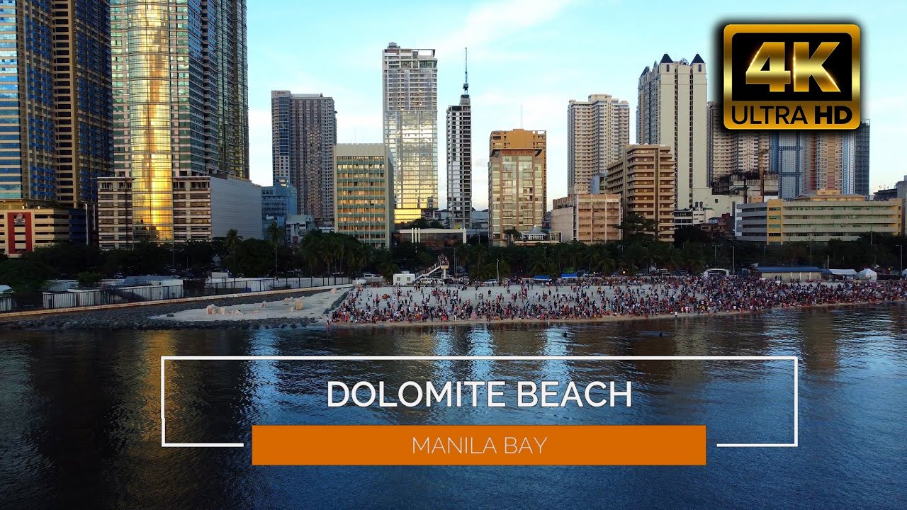 DOLOMITE BEACH - Manila Bay Philippines | 4K resolution - DRONE AERIAL ...
