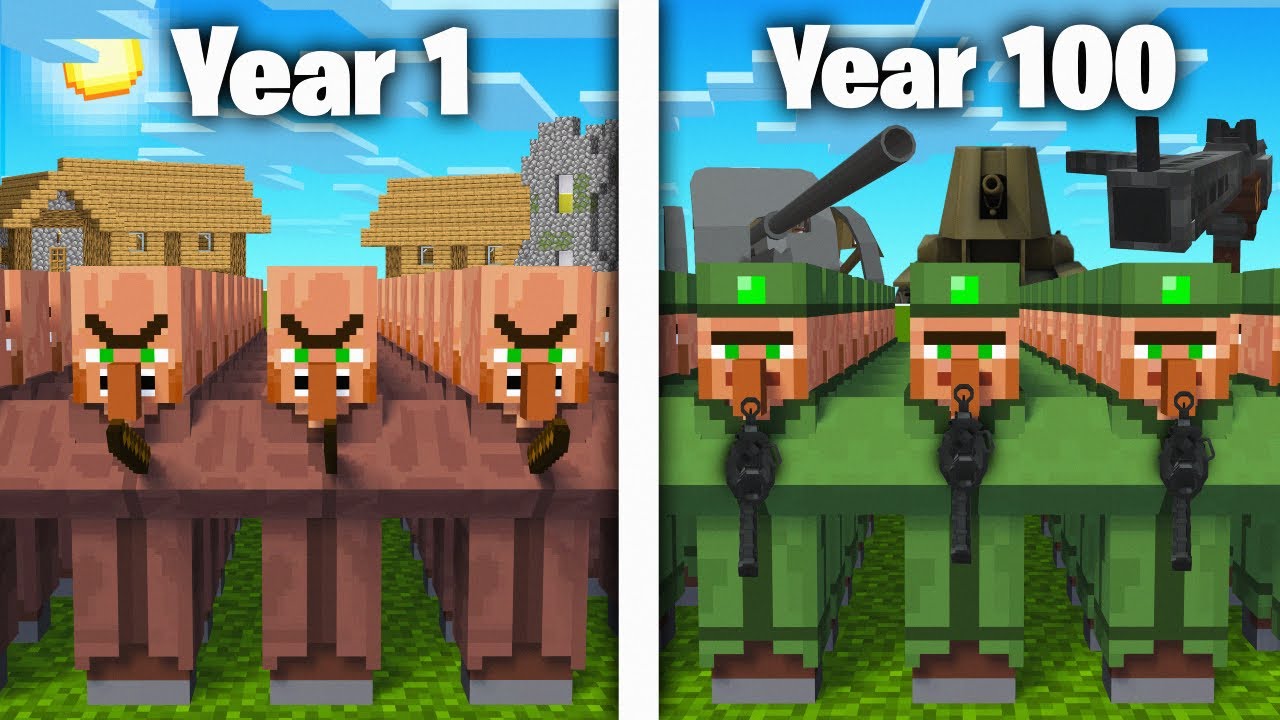 I Made 100 Villagers Simulate 100 Years Of War - YouTube