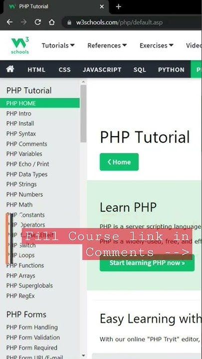 W3schools Php Tutorial Phptutorial W3schools Php Phpdeveloper Youtube 