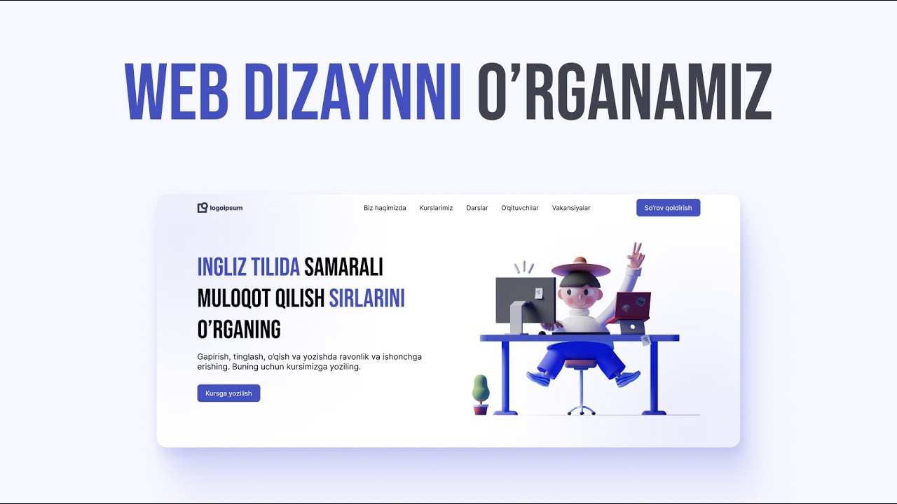 O'quv markaz sayti dizaynini yasash - Web dizayn kurslari - YouTube