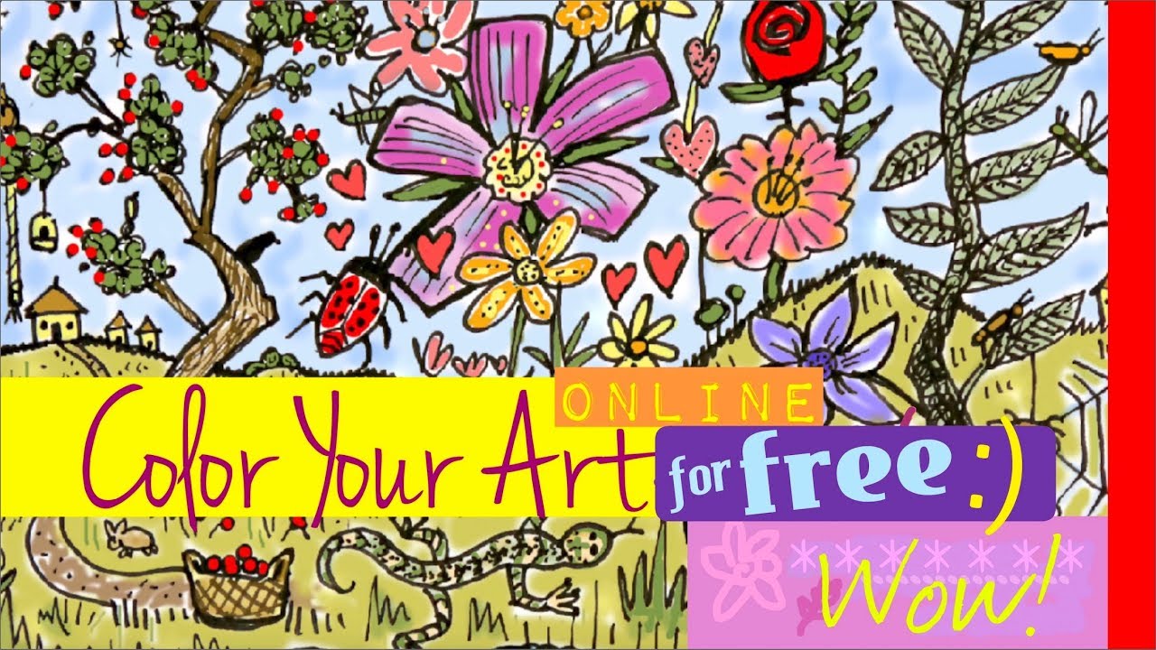 COLOR YOUR ART for FREE online - Line Art + Doodles with PIXLR - YouTube