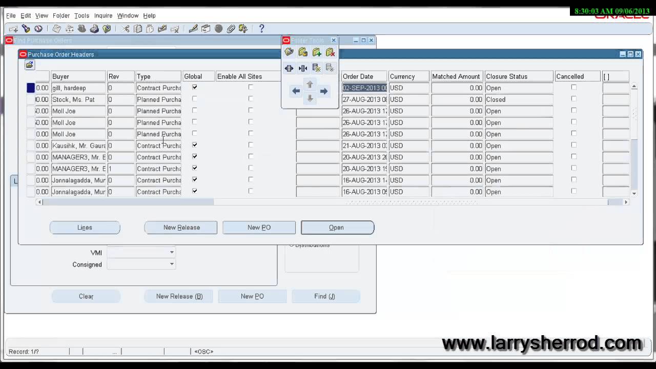 PUR Folder Tools for PO Summary, Oracle Applications Training - YouTube