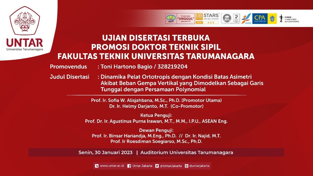 Sidang Doktor Teknik Sipil - Toni Hartono Bagio // Senin, 30 Januari ...