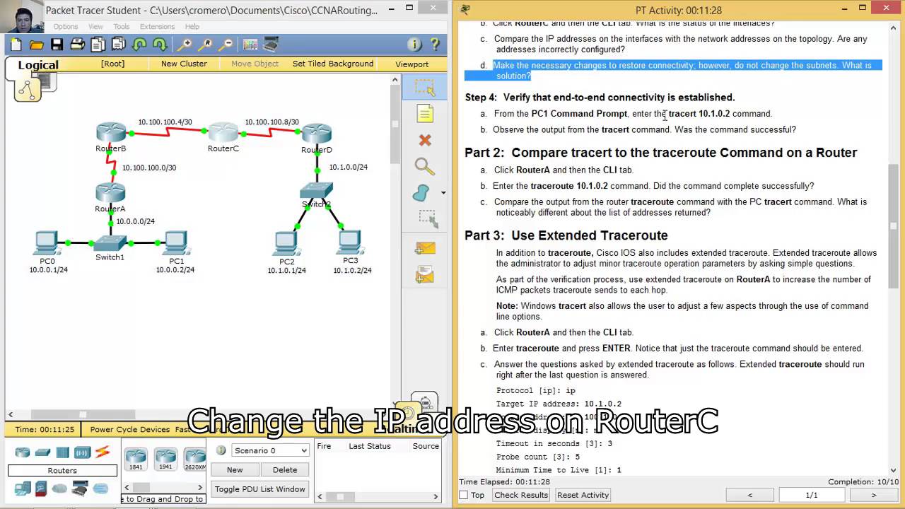 1.1.1.2 Packet Tracer - Test Connectivity with Traceroute - YouTube