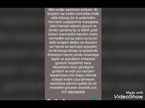 EVDAR XANIMLAR OZ HEYATINIZI GOZELLESDIRIN  EVDEN CIXMADAN BIR TELEFONLA OZ BIZNESINIZI QURUN