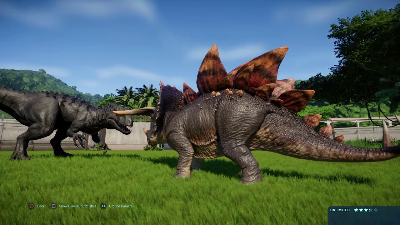 Jurassic World Evolution: Stegoceratops vs indominus rex (Base Genome ...