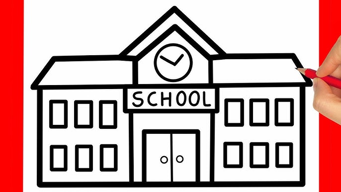 How To Draw School For Kids Step By Step Drawing Tutorial